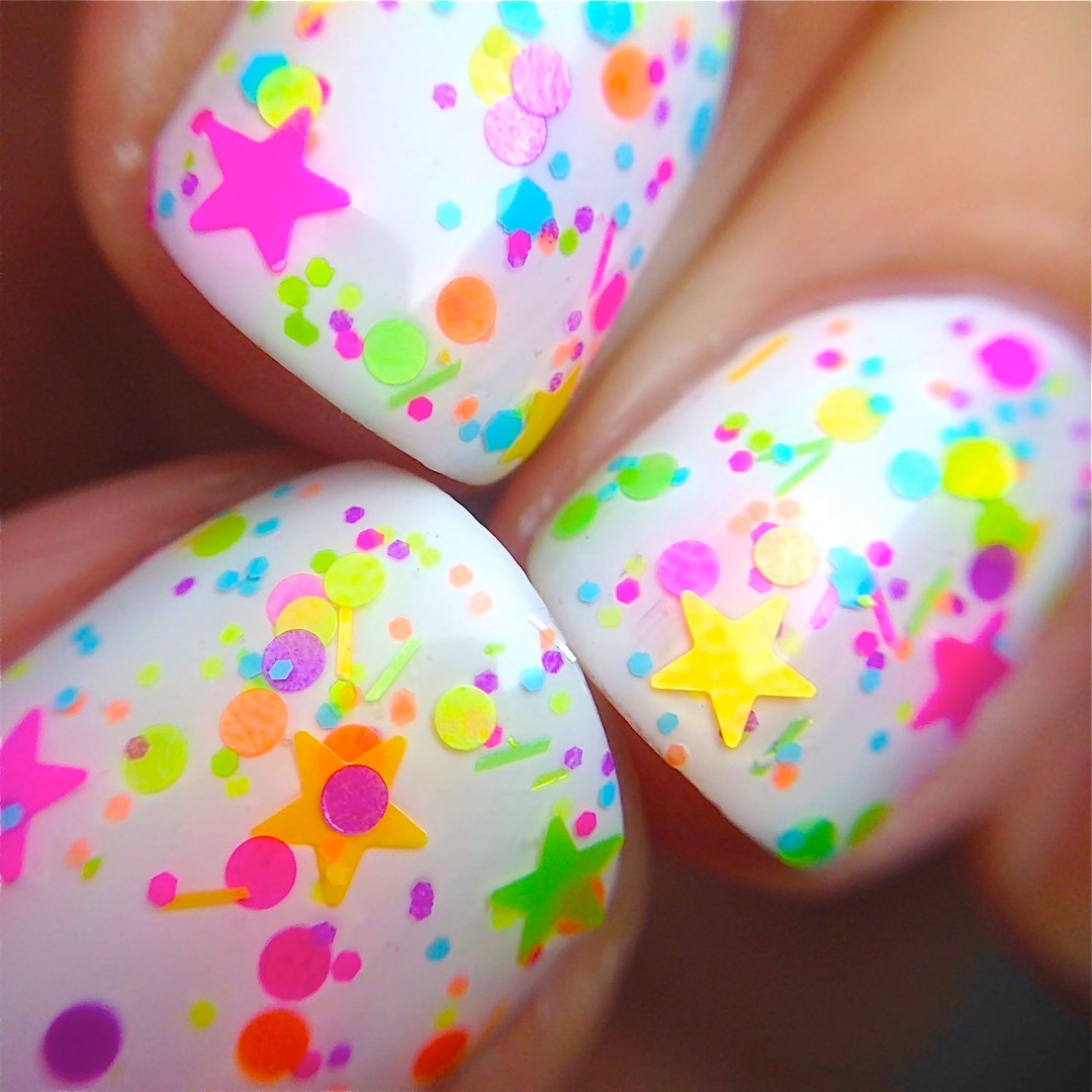 FUNFETTI- Polka Dot Rainbow NEON Confetti Colorful Pop Nail Polish ...