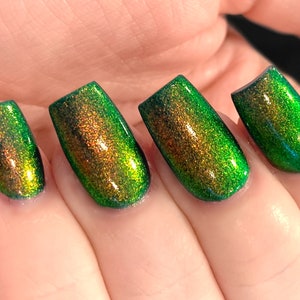 Emerald City Glow- Bright Green Rust Gold Bronze "glow Pop PT 2 Polish ...
