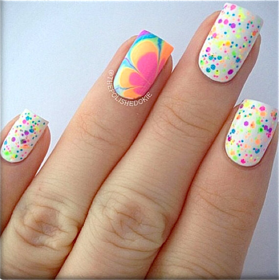 FRECKLES: NEON UV/Blacklight Glitter Pop Nail Polish / Indie | Etsy