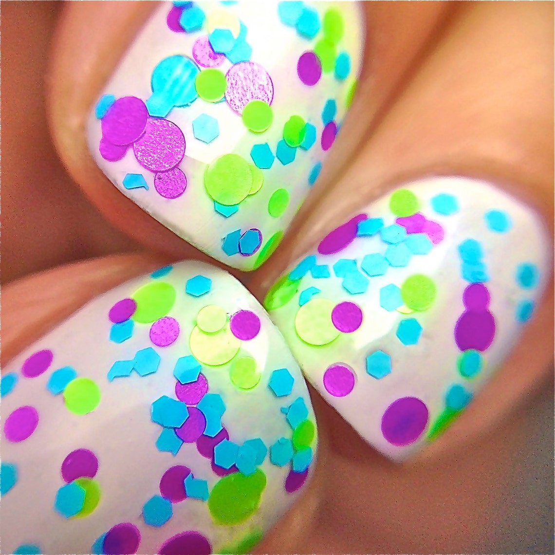 Twinkle Toes- Polka Dot-neon-custom-blended Indie Glitter Nail Polish ...