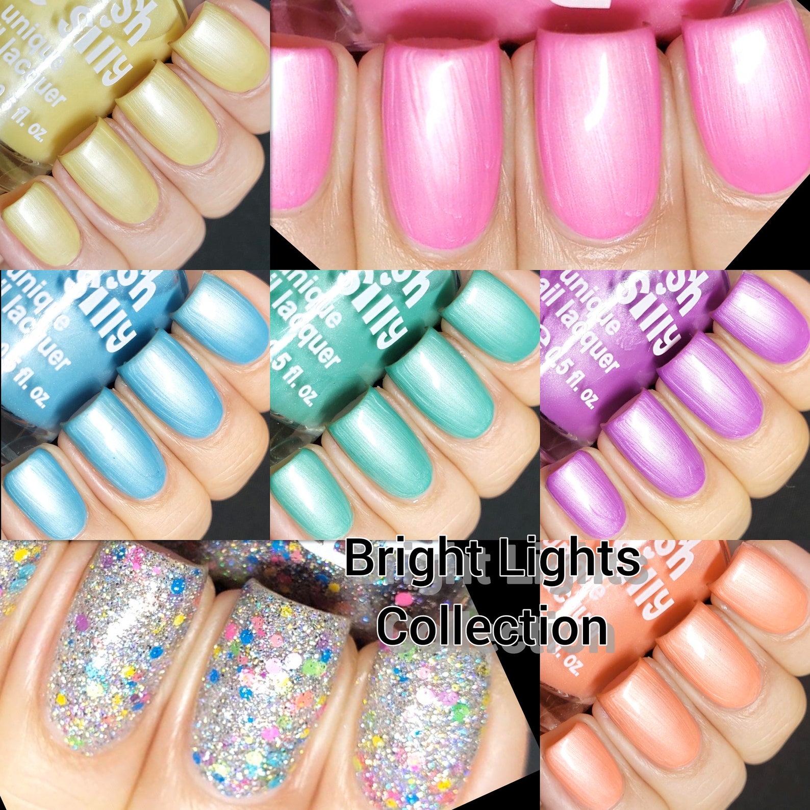 Set of 7 Polishes From Bright Lights Collection: Pearl Neon - Etsy