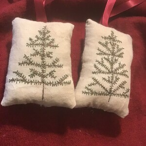 Primitive Pine Tree Ornament, Hand Embroidered - Etsy