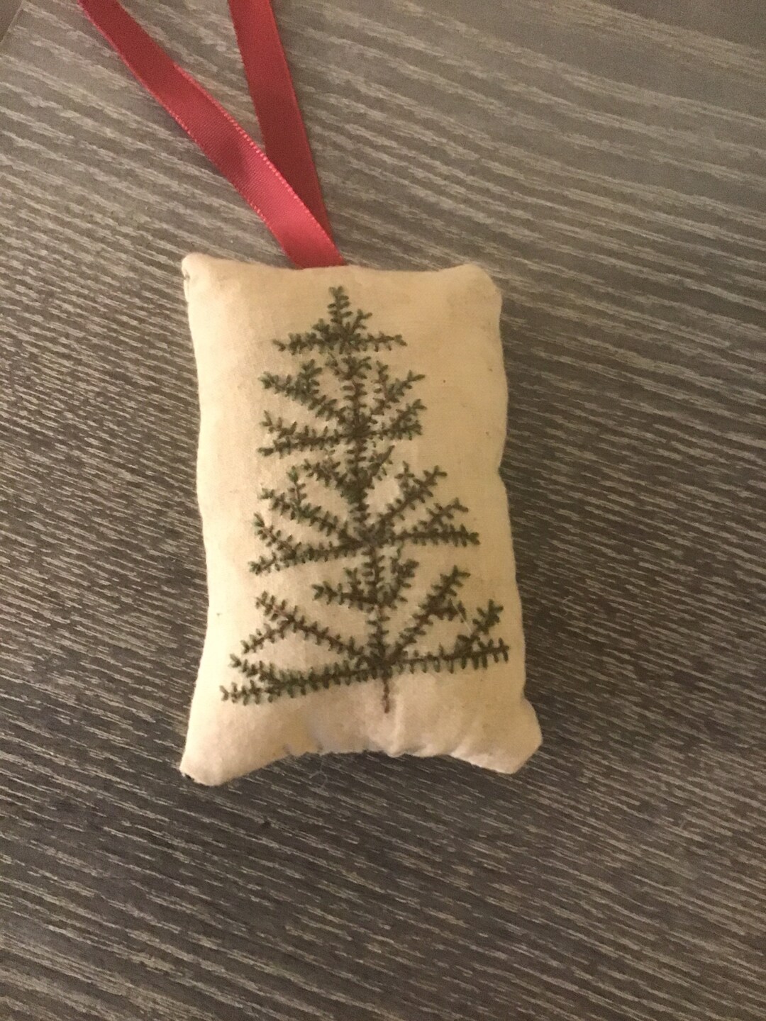 Primitive Pine Tree Ornament, Hand Embroidered - Etsy