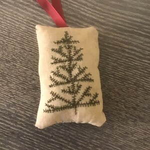 Primitive Pine Tree Ornament, Hand Embroidered - Etsy