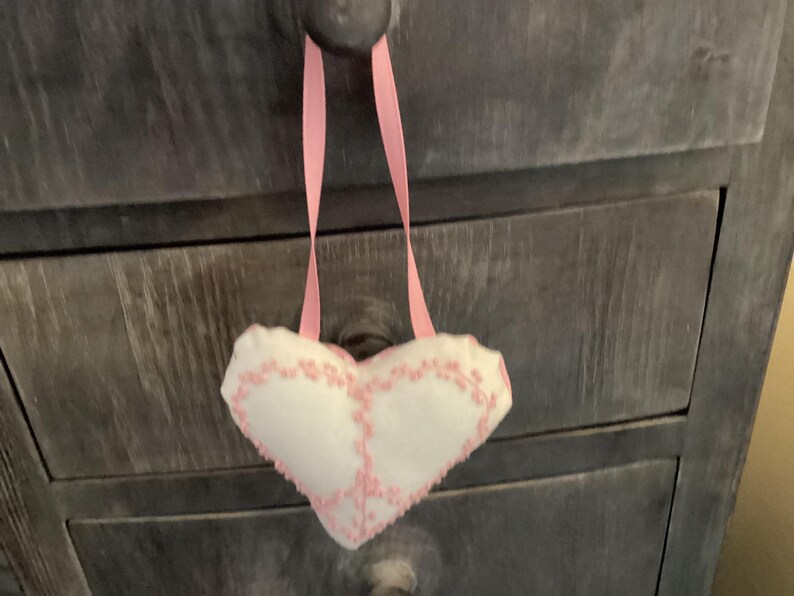 Peace Sign Heart Pillow/ornament, Hand Embroidered, Light Pink - Etsy