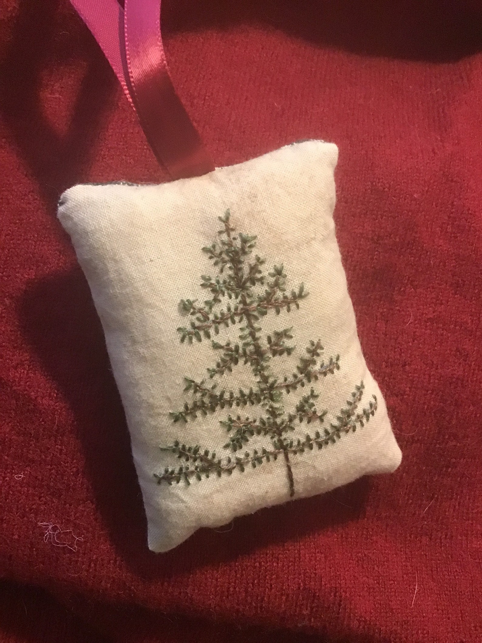 Primitive Pine Tree Ornament, Hand Embroidered - Etsy