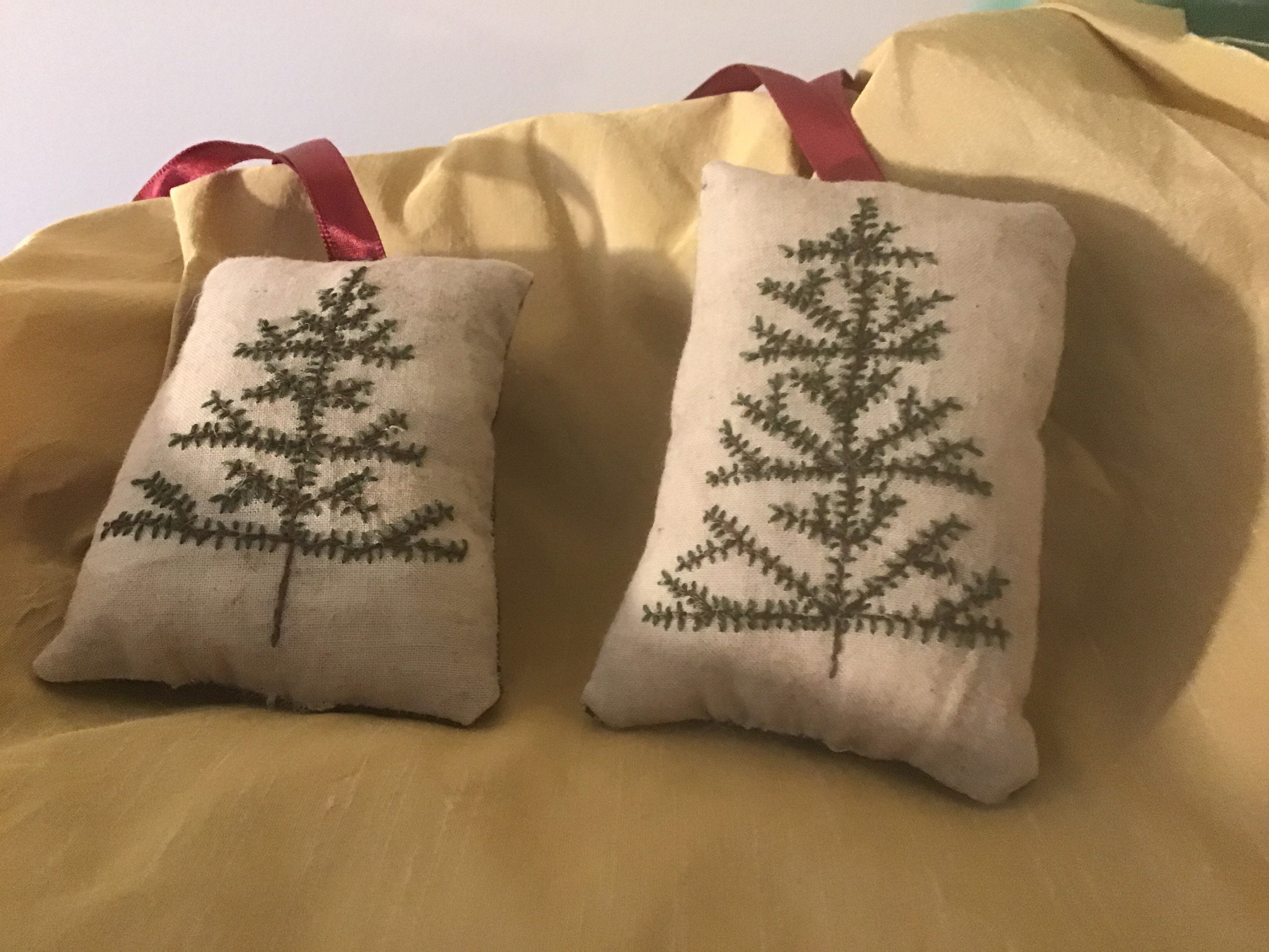 Primitive Pine Tree Ornament, Hand Embroidered - Etsy