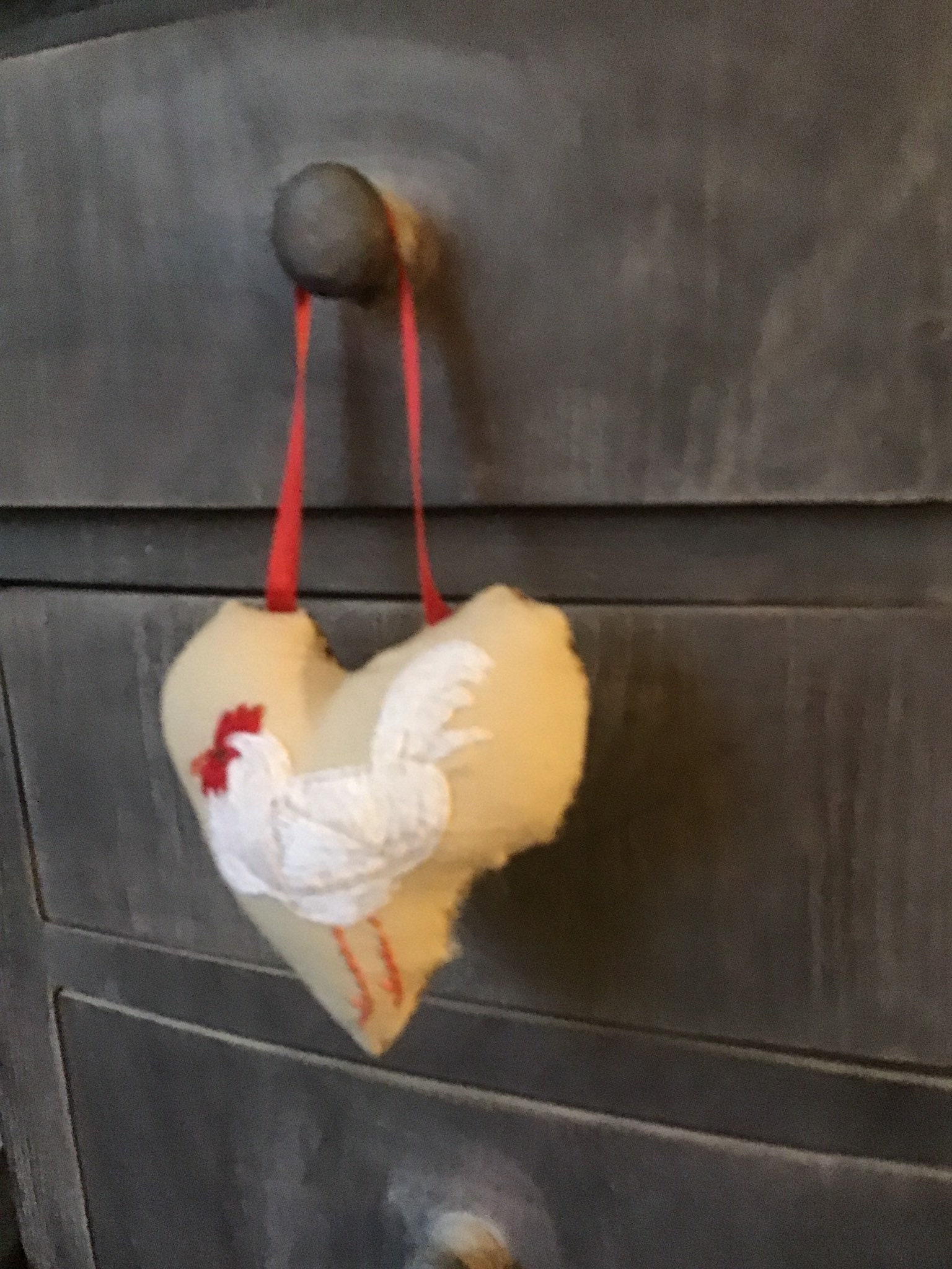 Rooster Heart Ornament/pillow Hand Embroidered - Etsy