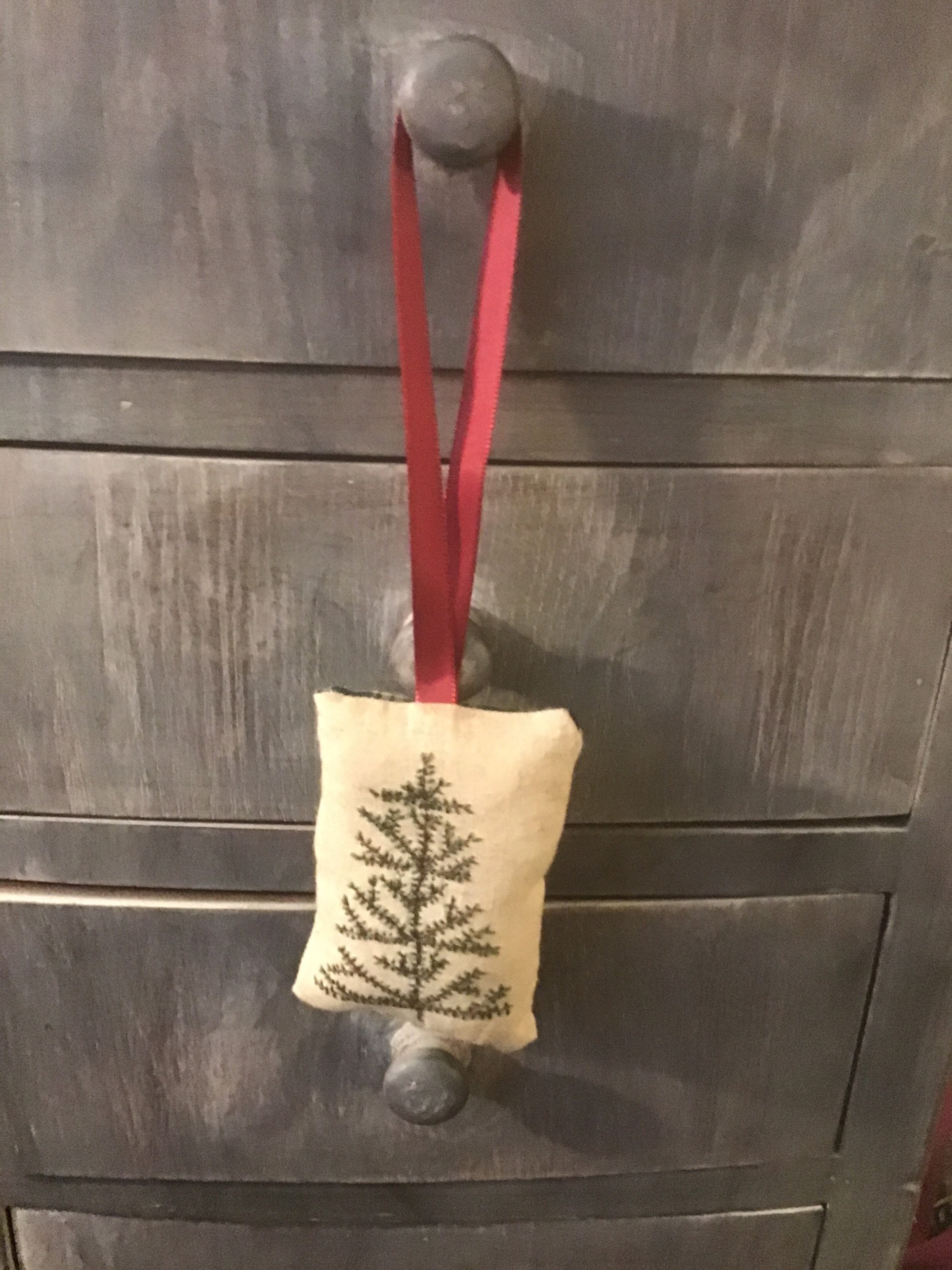 Primitive Pine Tree Ornament, Hand Embroidered - Etsy