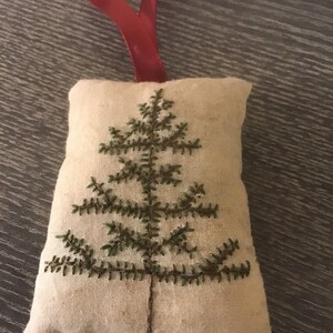 Primitive Pine Tree Ornament, Hand Embroidered - Etsy