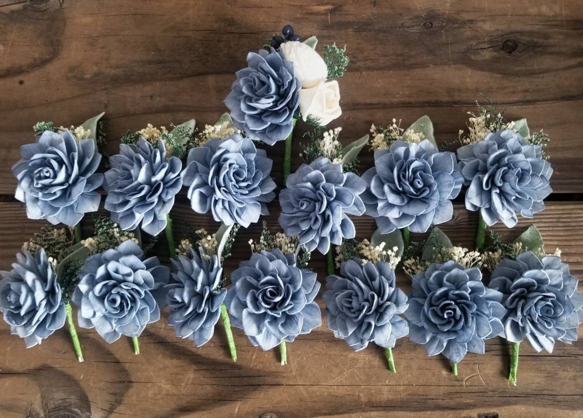 Custom Wedding Flowers Slate Blush Ivory Sola Wood and Dried - Etsy