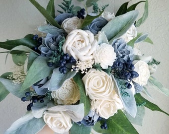Boho Bridesmaids Bouquet Premium White Roses & Greenery - Etsy