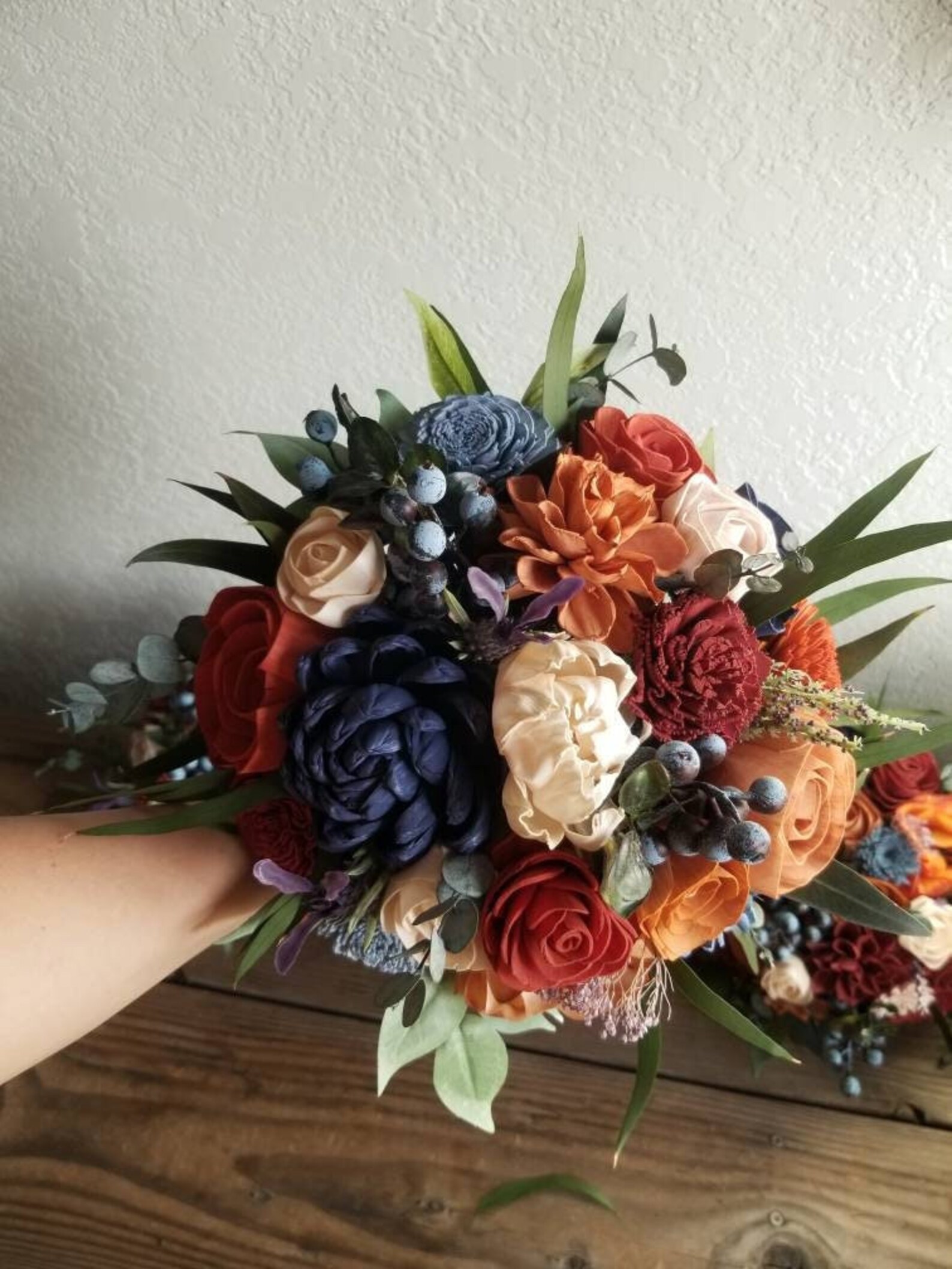 Custom Bouquet Rust Burnt Orange Slate Dusty Blue Navy - Etsy