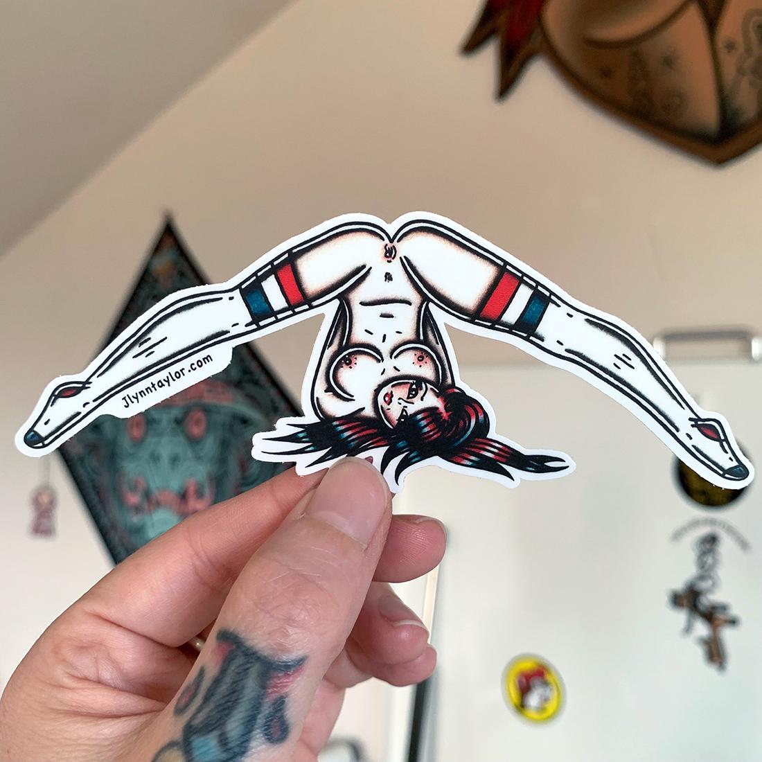 Sock Splits Pinup Sticker - Etsy