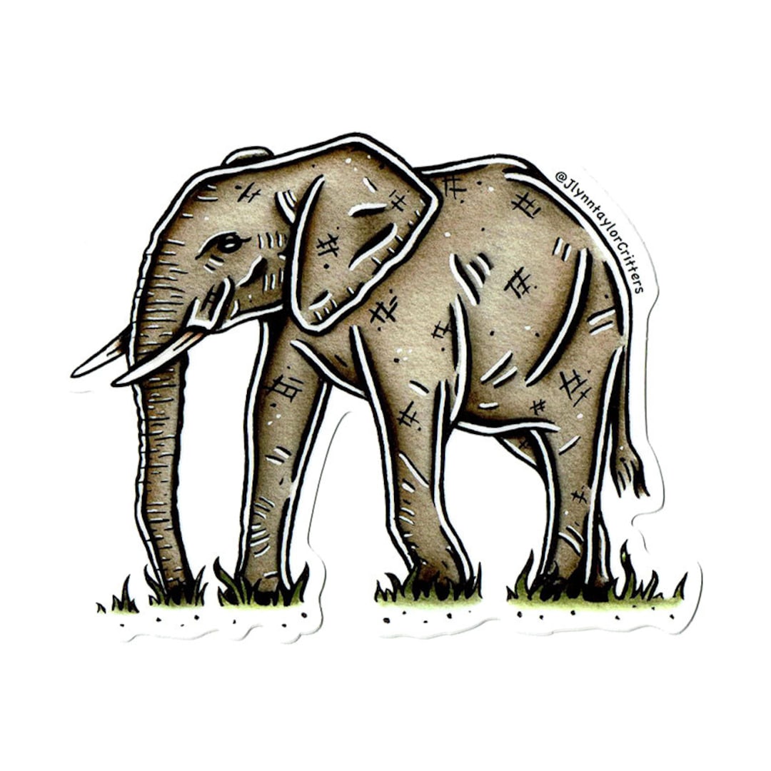 African Elephant Sticker - Etsy