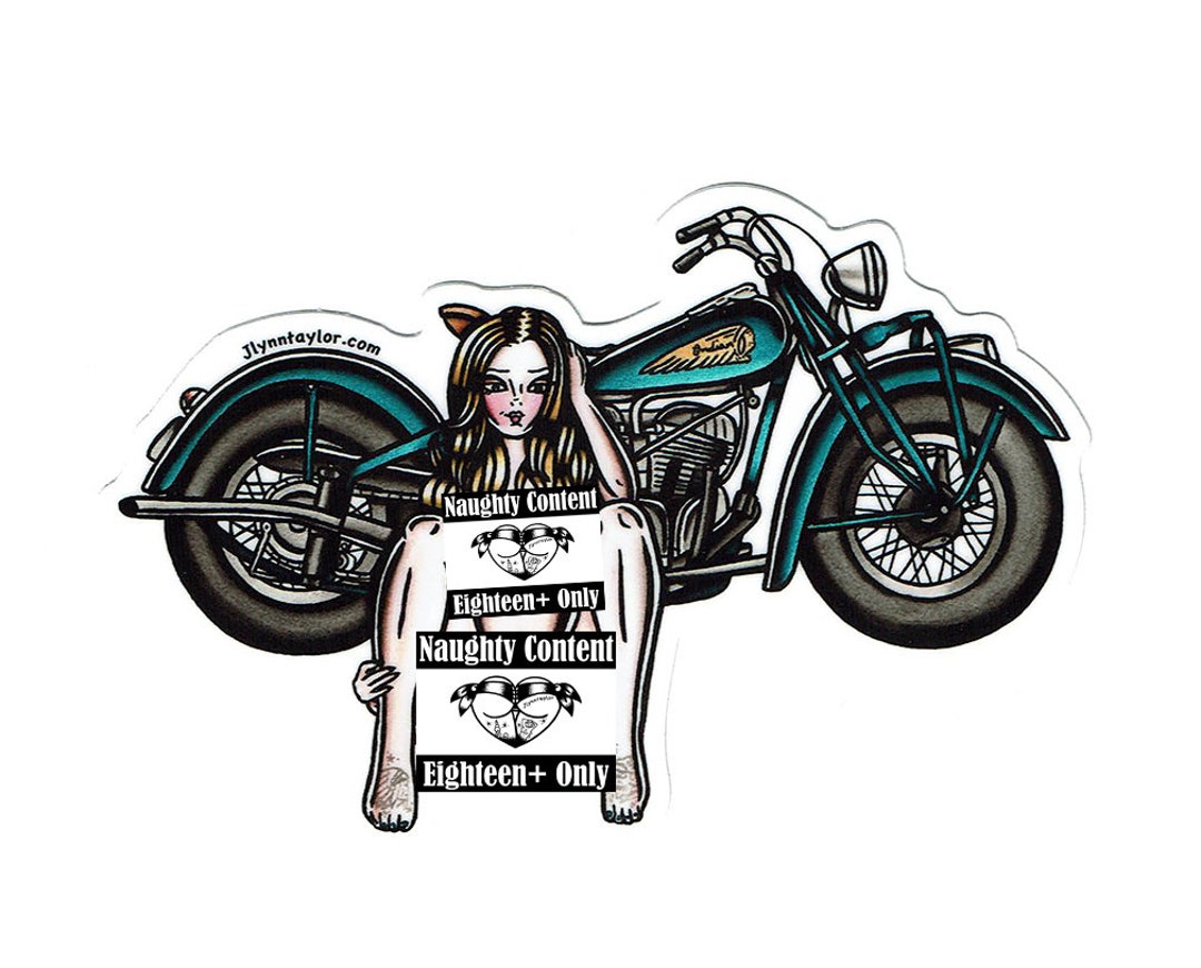 Green Indian Motorcycle Pinup Sticker mature Content - Etsy