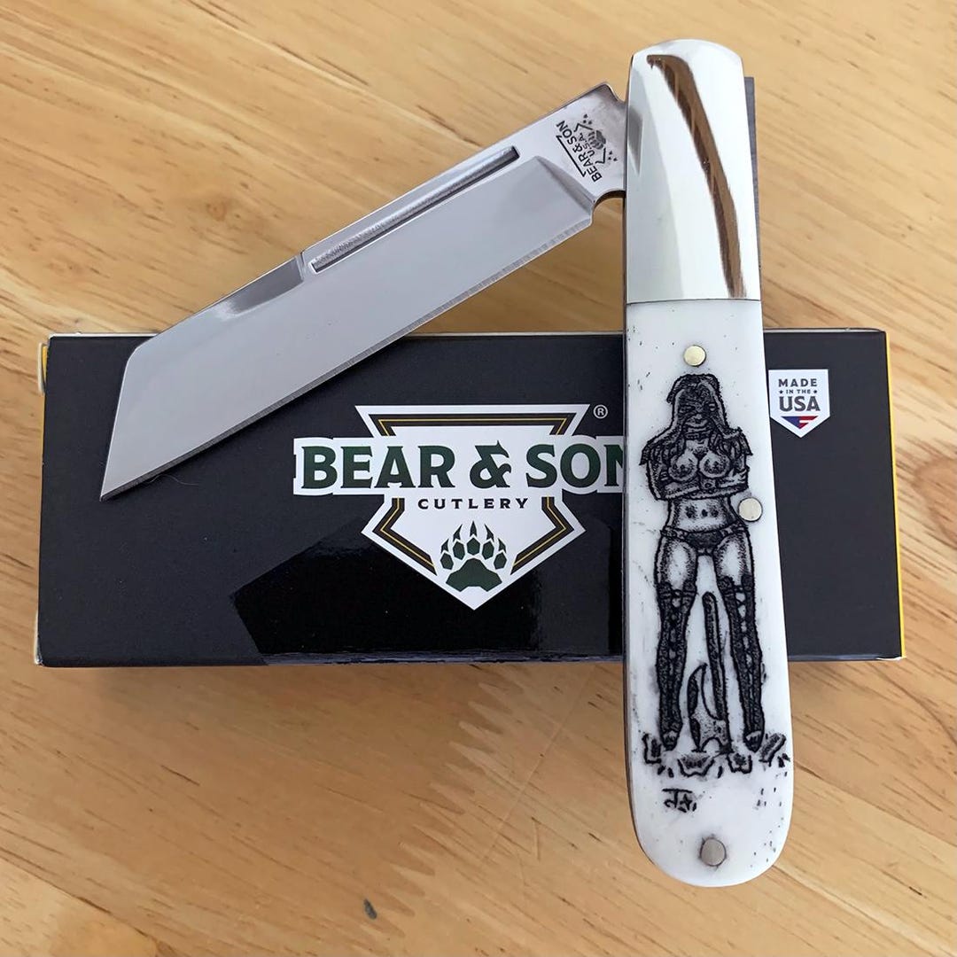 Executioner Pinup Scrimshaw Large Barlow Knife - Etsy