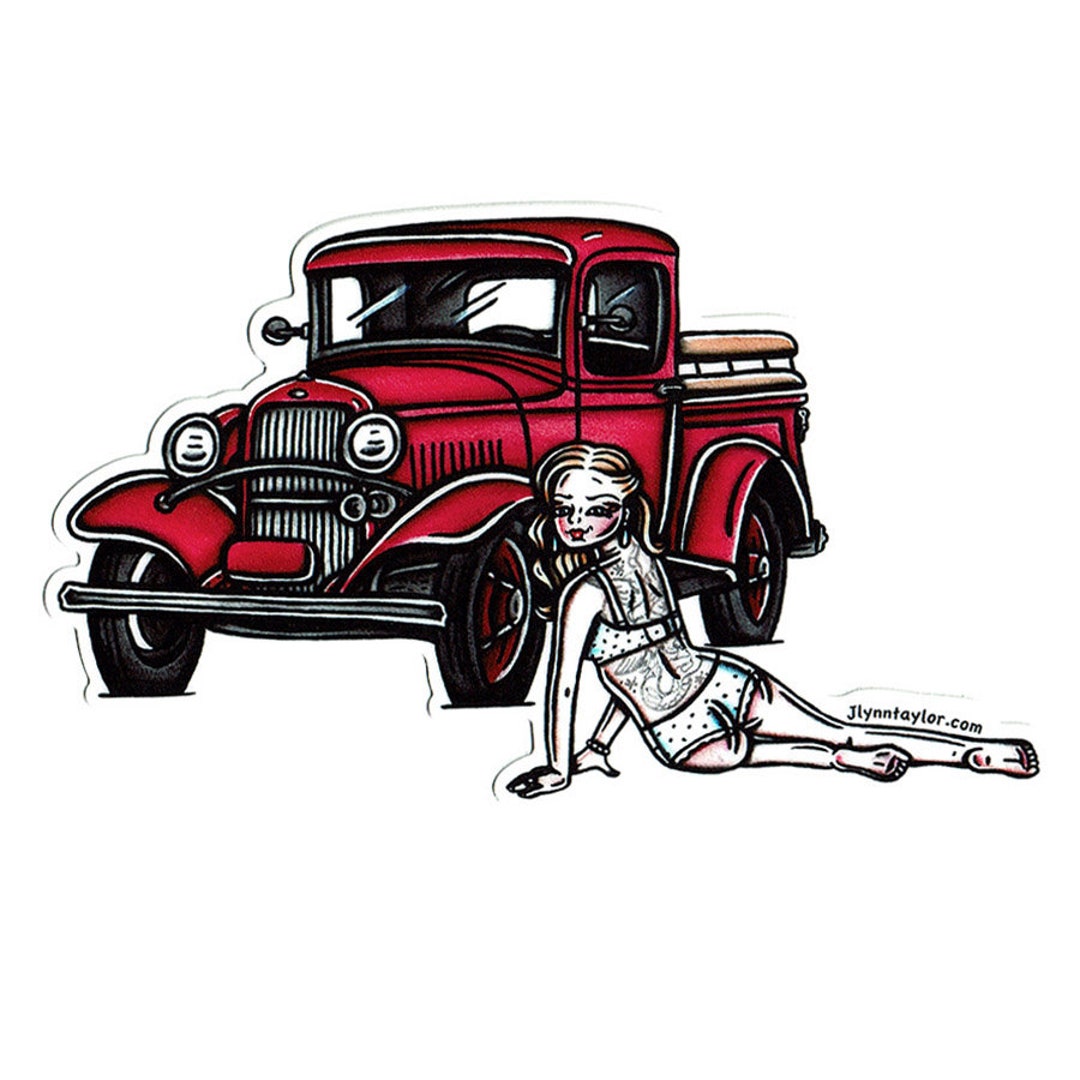 Ford Model A Pickup Pinup Sticker - Etsy