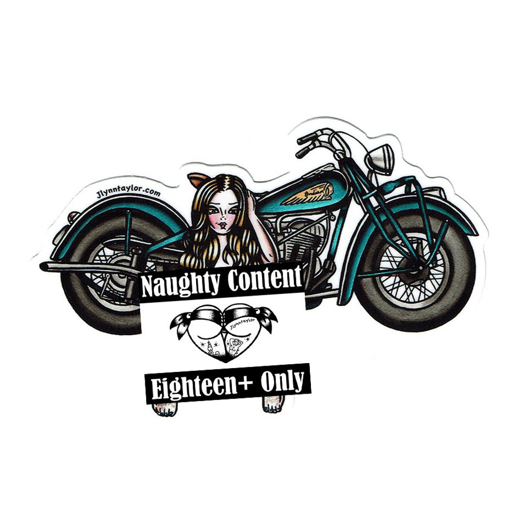 Green Indian Motorcycle Pinup Sticker (mature Content) - Etsy