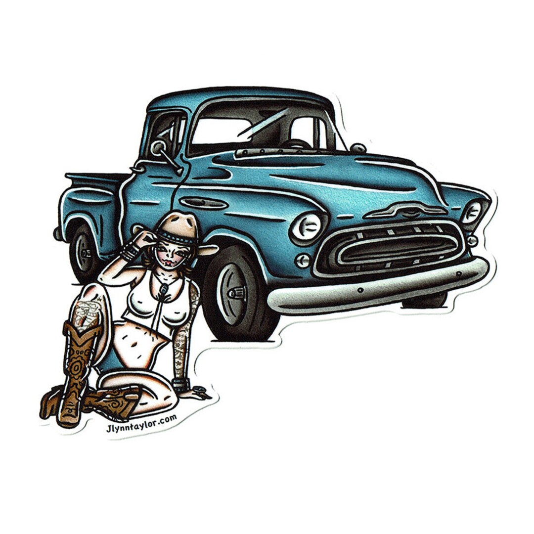Chevy Pickup Pinup Sticker - Etsy