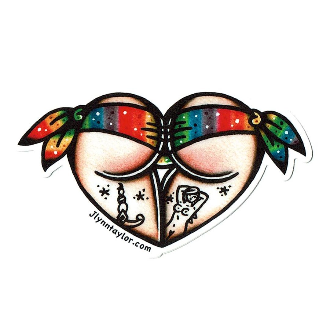 Rainbow Sparkle Scrunch Butt Heart Sticker - Etsy