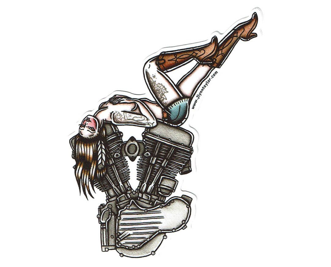 Panhead Engine Pinup Sticker - Etsy