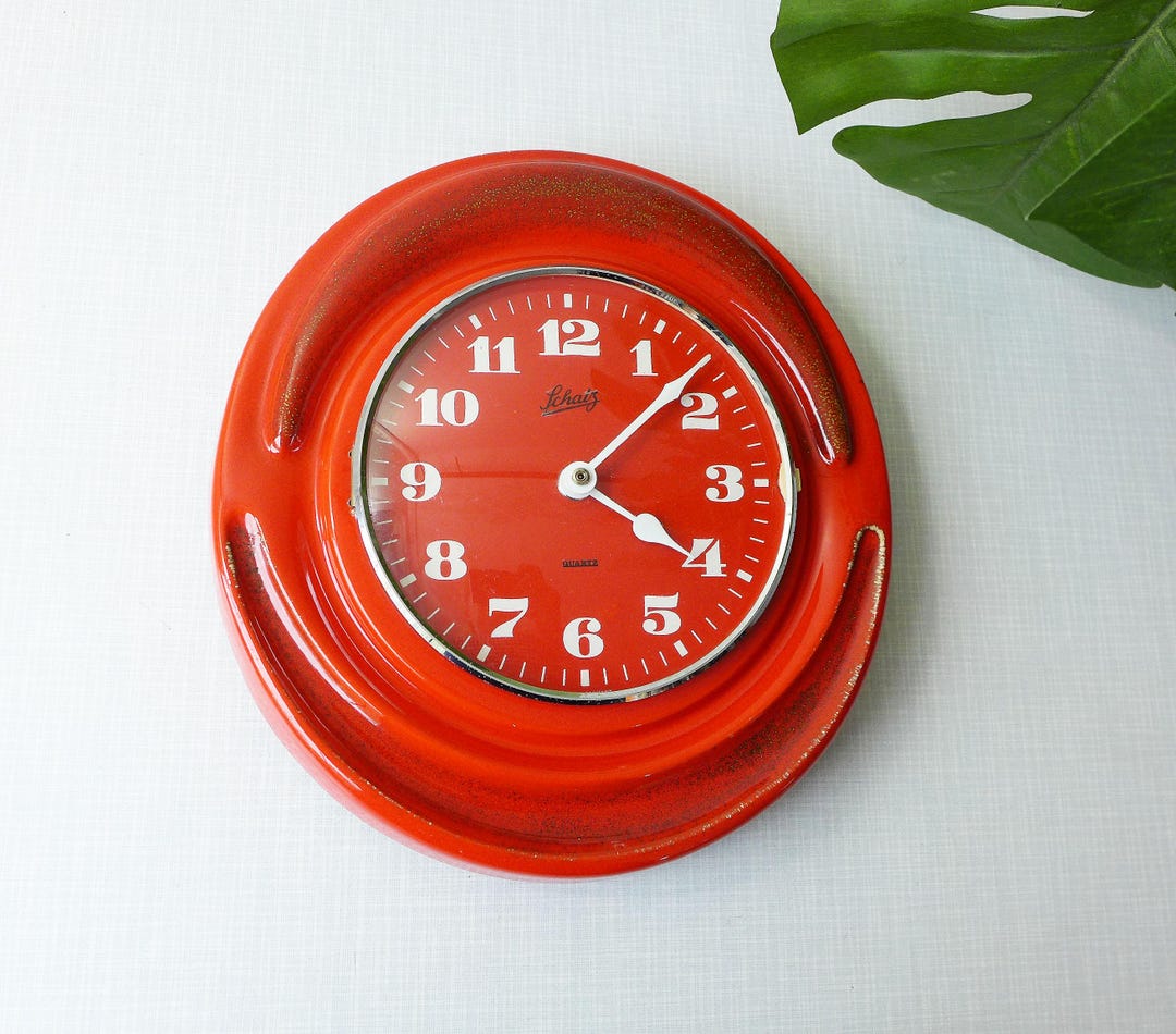 Unusual Space Age Wall Clock 1960s 1970s Kitchen Clock Made in Germany ...