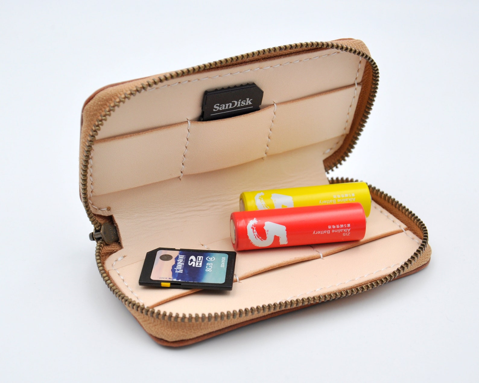 Leather SD Card Zipper Wallet ,SD Card Holder Storage Case Zipper Bag ...