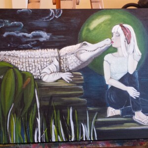 White Alligator the Kiss Print of the Original Painting - Etsy