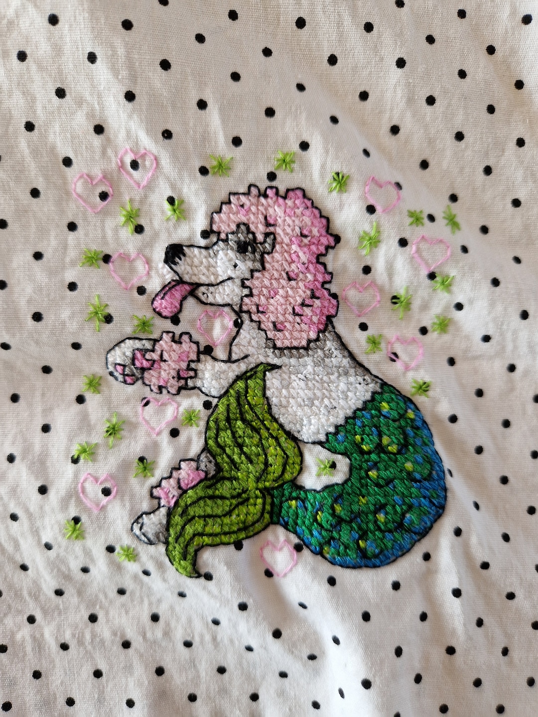 Upcycled A-line Rockabilly Polka Dot Skirt With Poodle Mermaid ...