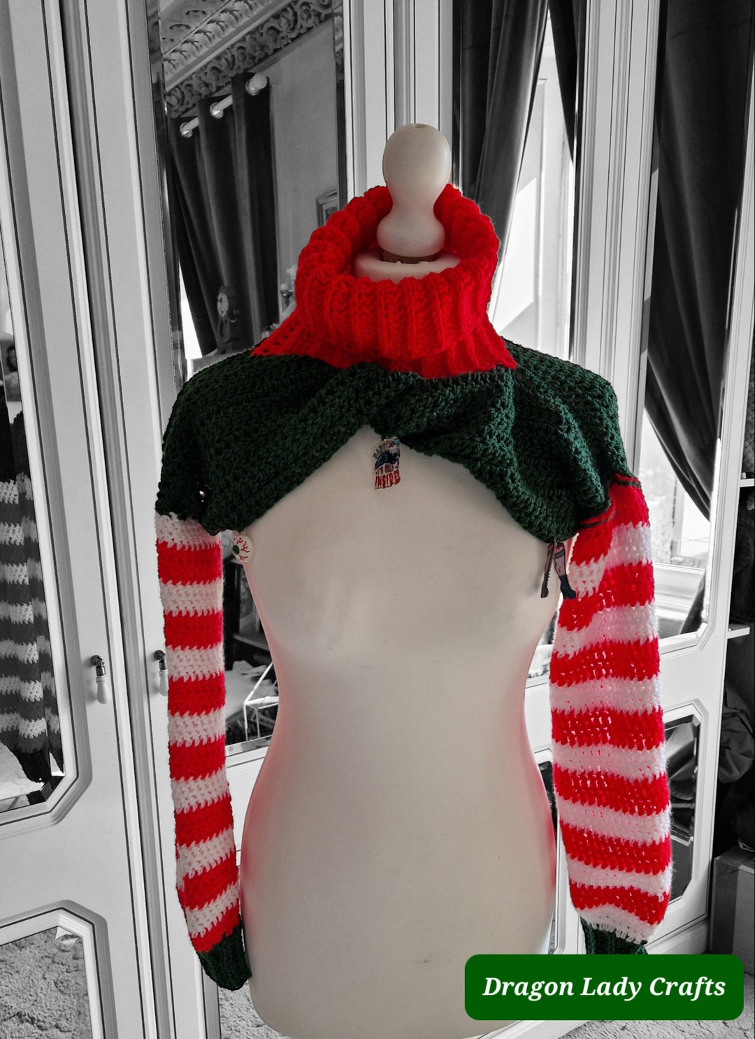 Creepy Christmas Crochet Shrug, Adult Size up to UK12 - Etsy