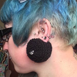 Crocheted Plug Mittens / Lobe Gloves / Ear Muffs With Bee Charm - Etsy