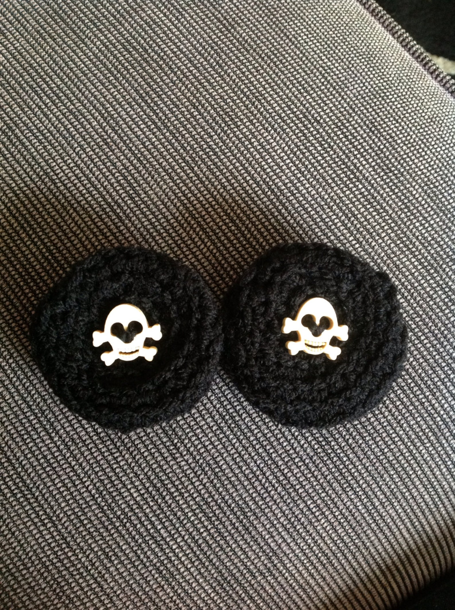 Crocheted Plug Mittens / Lobe Gloves / Ear Muffs With Skull - Etsy UK