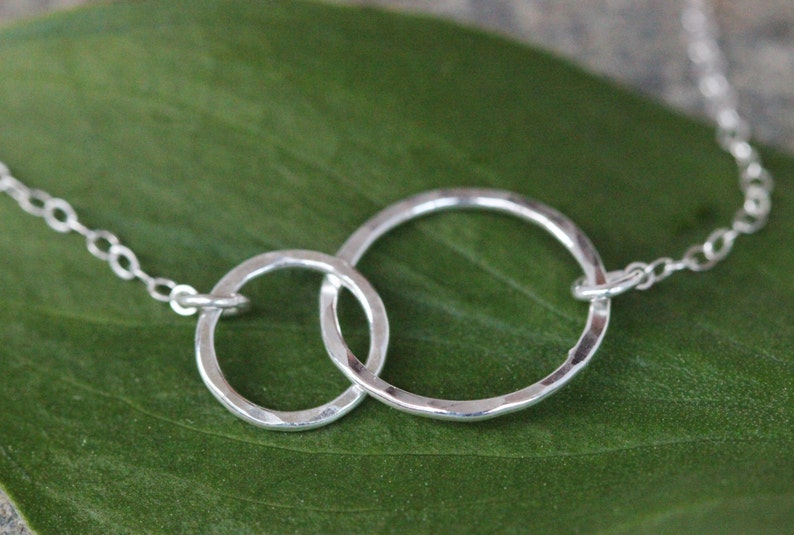 Sterling silver Interlocking Double Circle Sister Necklace | Etsy
