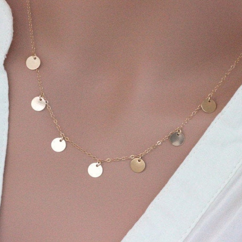 Gold Disc Necklace - Etsy