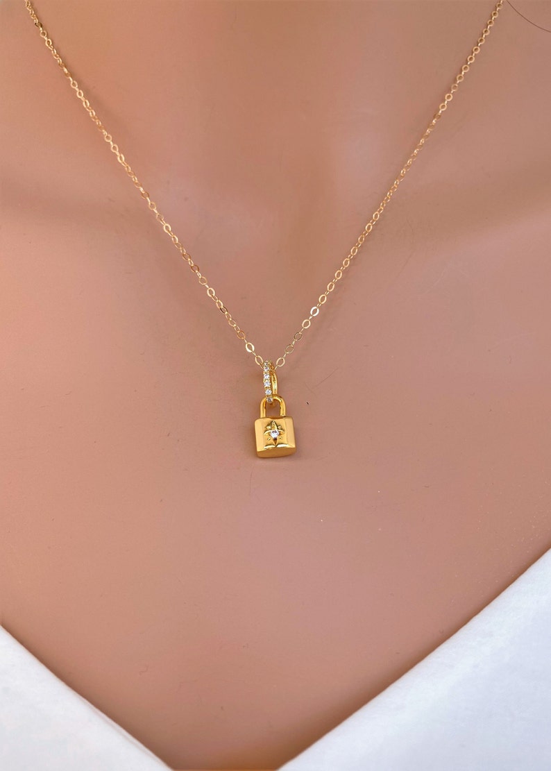 Gold Lock Necklace Padlock Necklace Gold Layering Tiny | Etsy