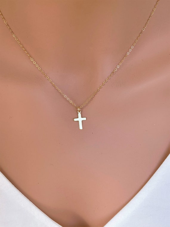 Buy Cross Necklace Women Small Cross Necklace Religious Jewelry Dainty Gold Cross Pendant Minimalist 14k Gold Fill Plain Cross Necklace. Online in India Etsy