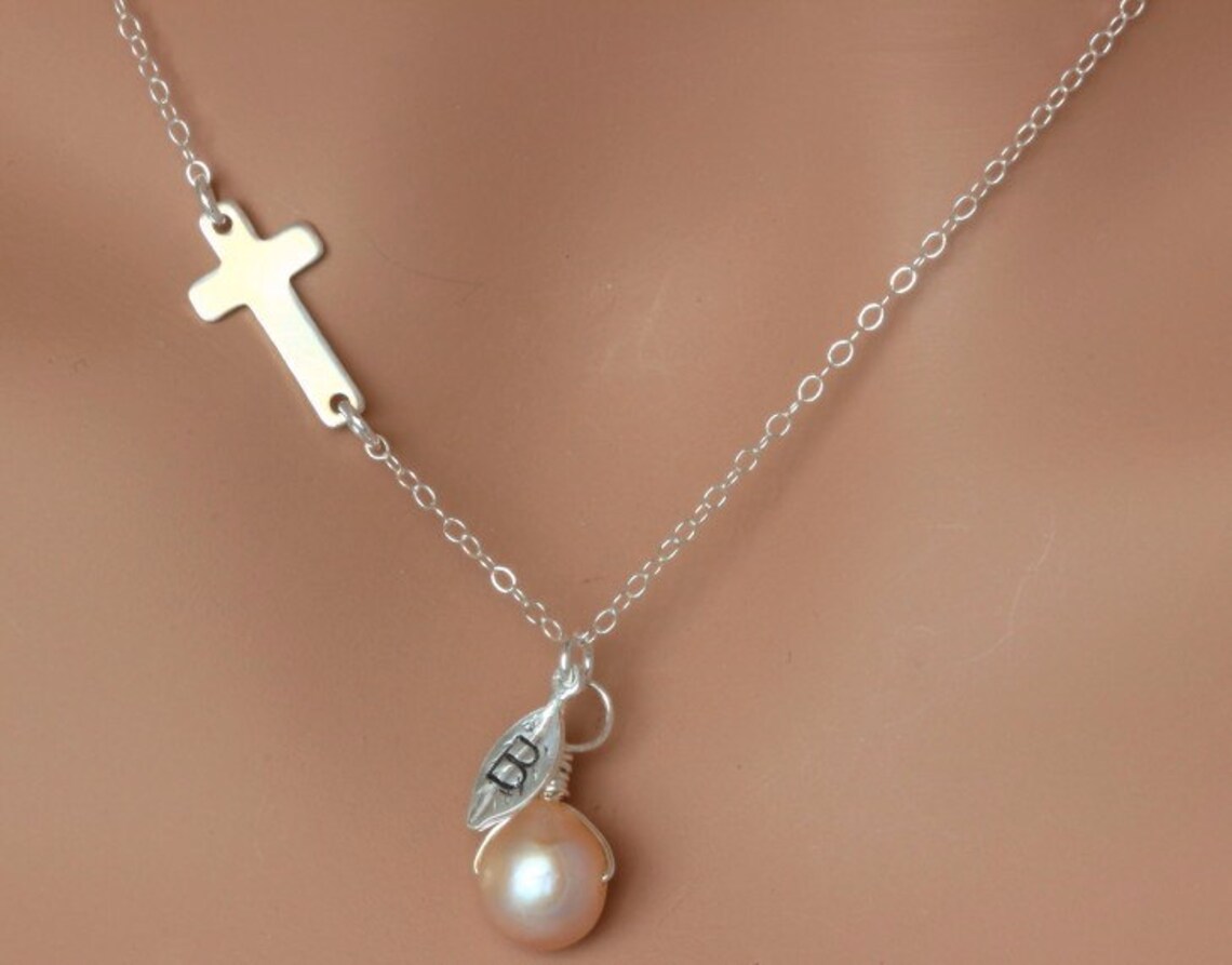 Confirmation Gift for Her Sterling Silver Sideway Cross With - Etsy