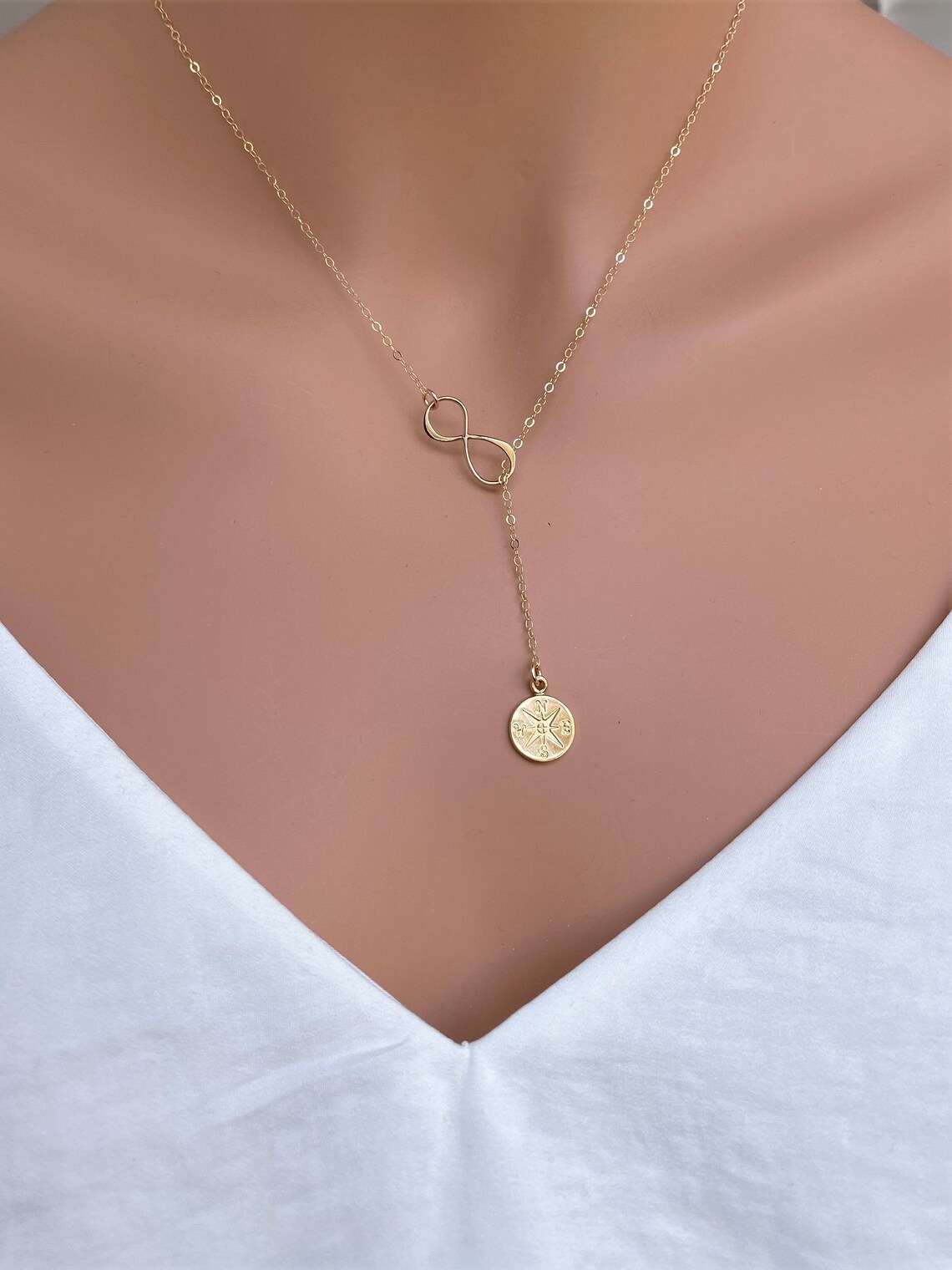 Graduation Gift Gold Infinity Compass Lariat Necklace Gold - Etsy