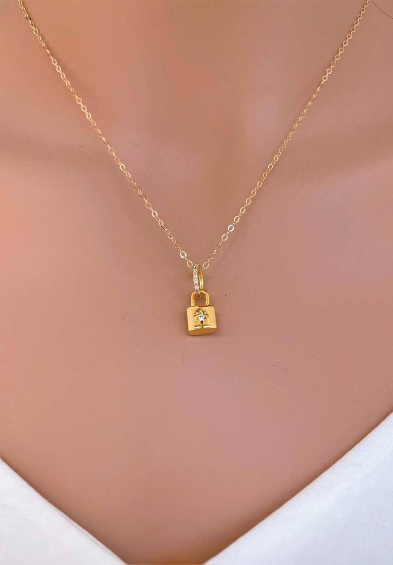 Gold Lock Necklace Padlock Necklace Gold Layering Tiny | Etsy