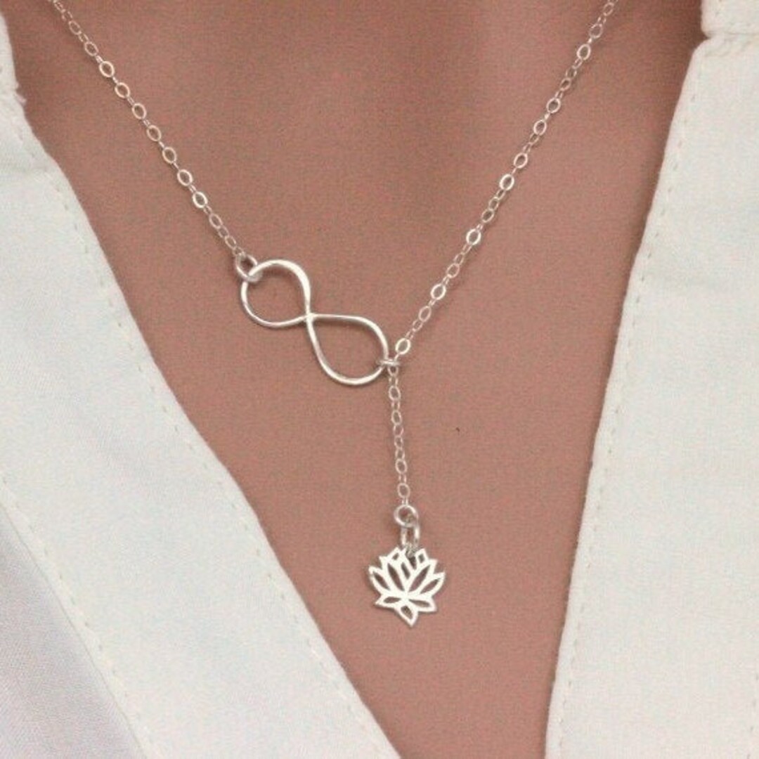 Sterling Silver Lotus Flower Necklace - Lotus Necklace - Infinity Lotus ...