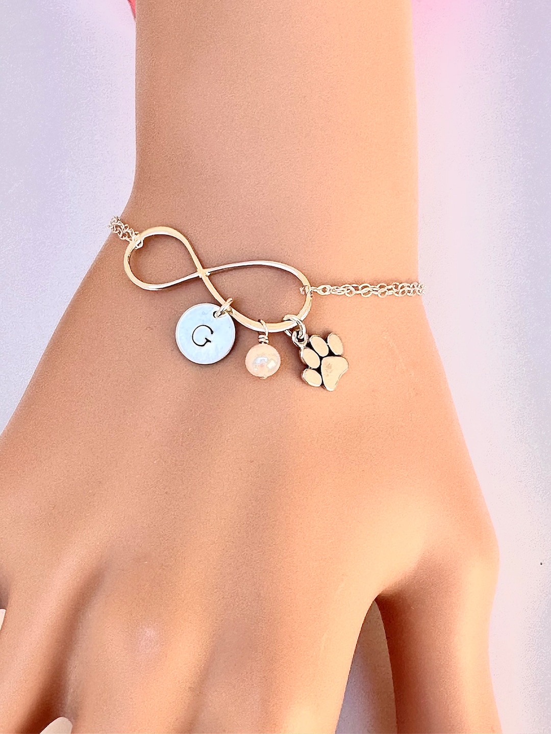 Pet Bracelet, Pet Lover Gifts, Personalized Paw Initial Necklace, Pet ...
