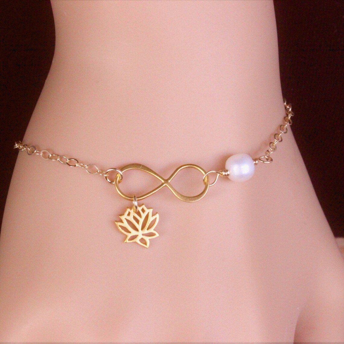 Lotus Bracelet Gold Lotus Bracelet Lotus Flower-infinity - Etsy
