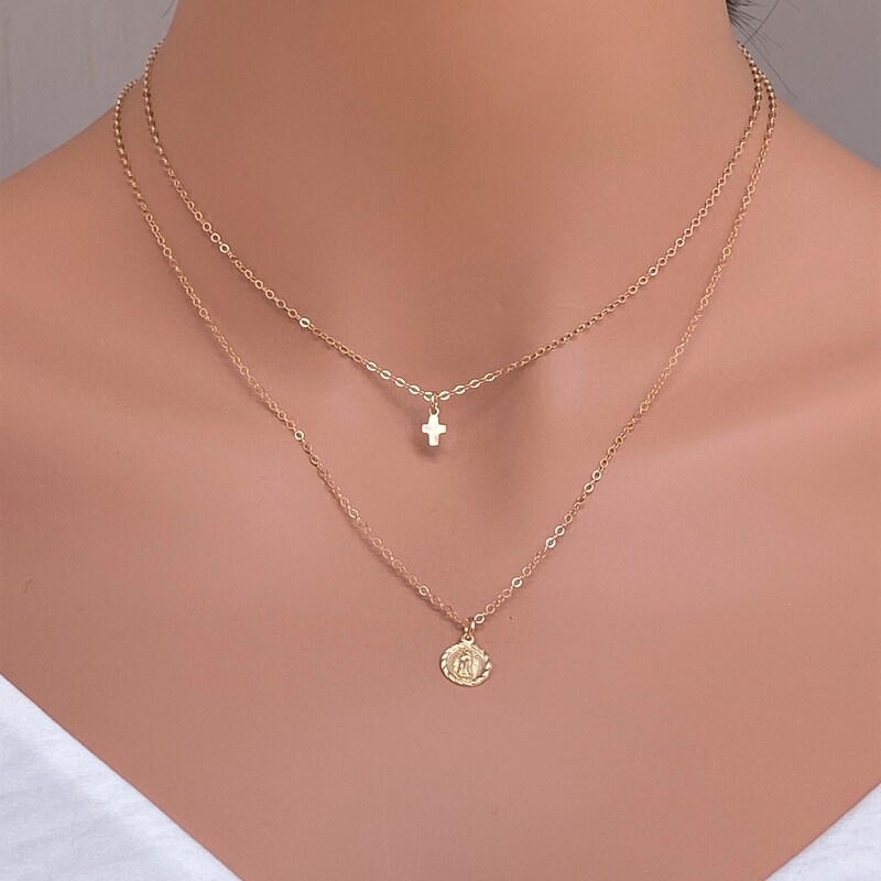 Layered Cross Necklace - Etsy