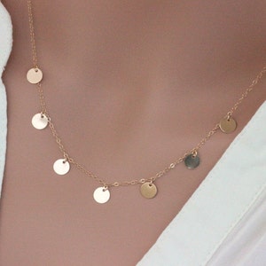 Coin Disc Dangle Necklace, 14k Gold Fill/sterling Silver Disc Necklace ...