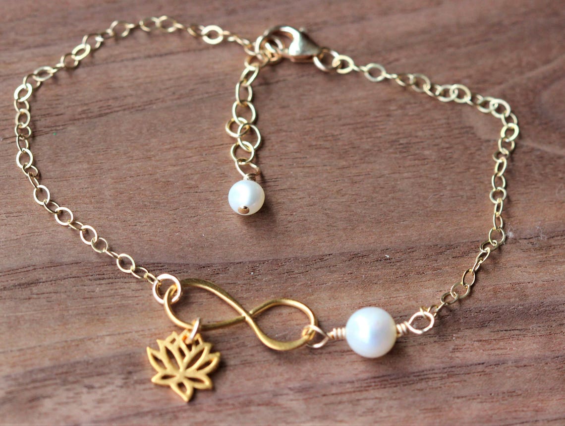 Lotus Bracelet Gold Lotus Bracelet Lotus Flower-infinity - Etsy