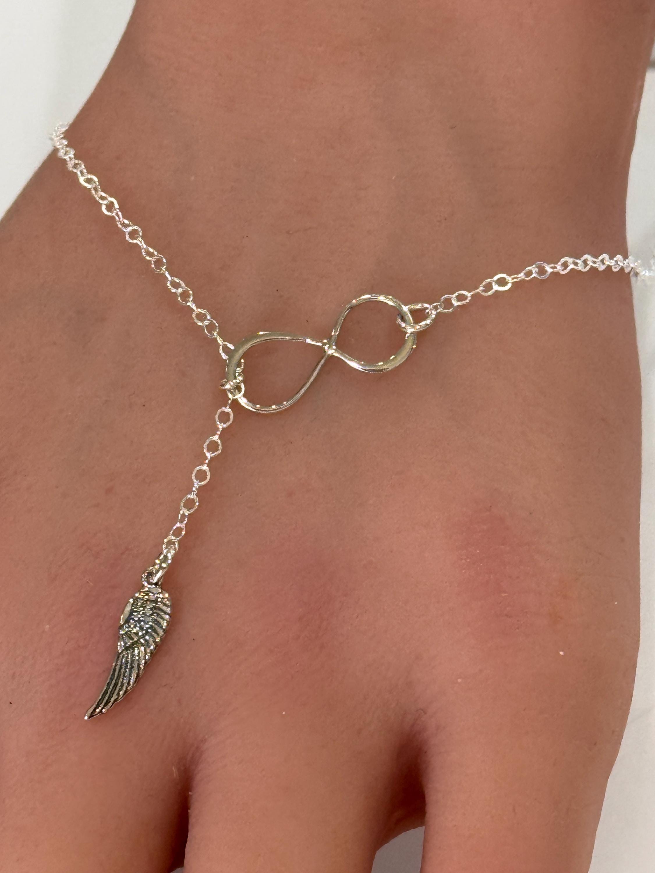 Sterling Silver Infinity Angle Wing Lariat Necklace: Memorial Gift - Etsy