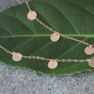 Coin Drop Necklace - Min Disc Choker Necklace 14k Gold Filled ...