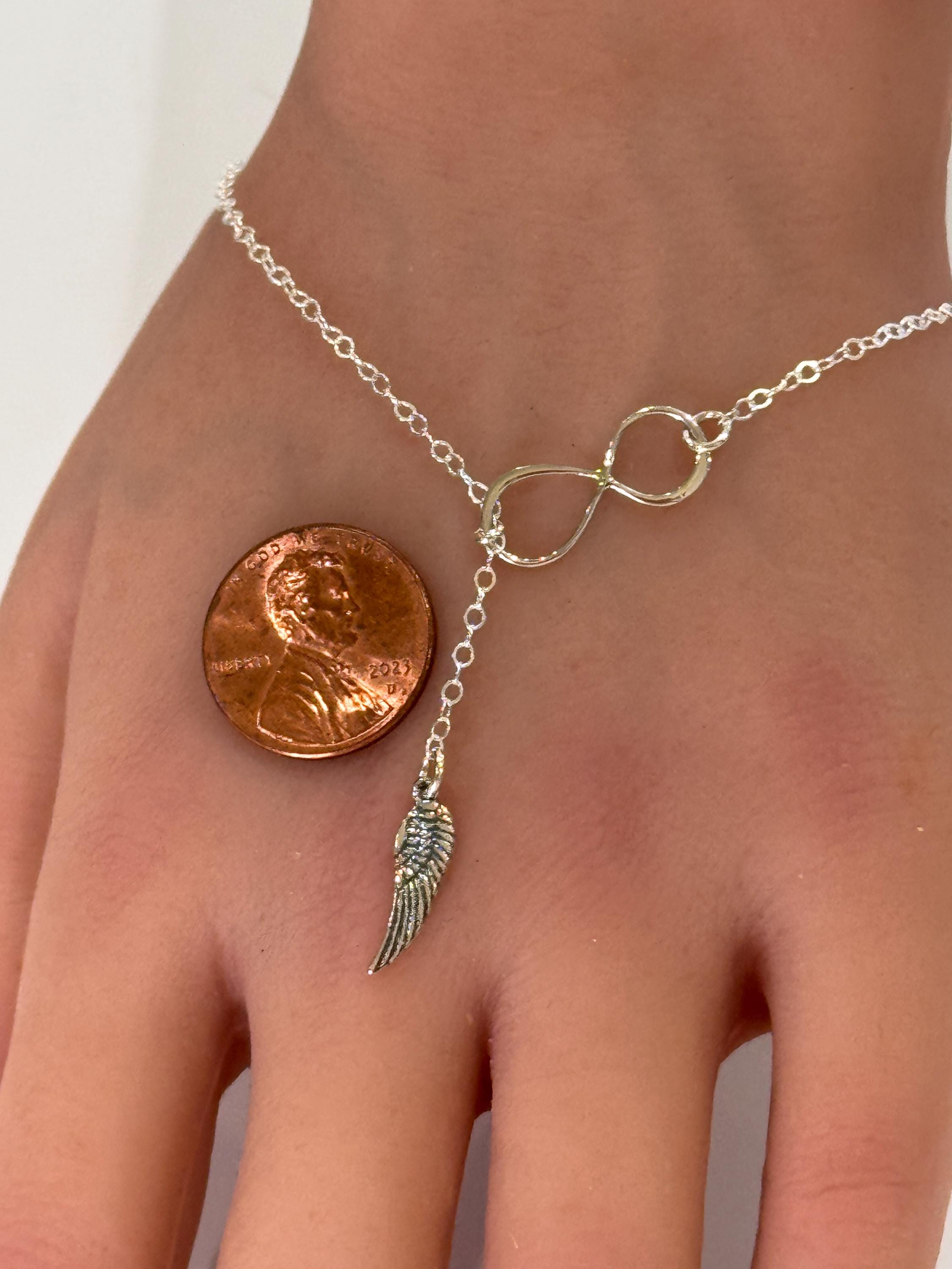 Sterling Silver Infinity Angle Wing Lariat Necklace: Memorial Gift - Etsy
