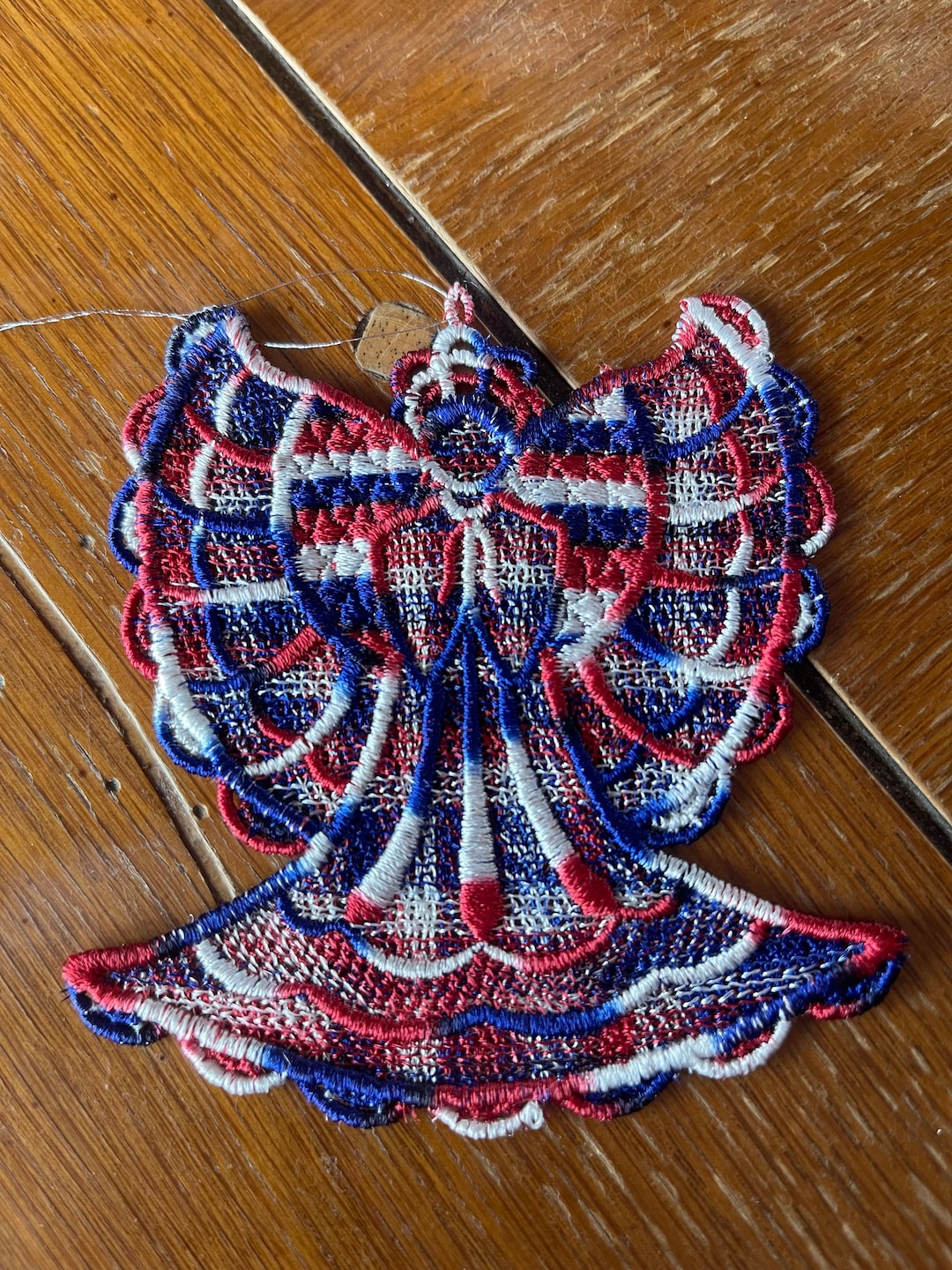 Embroidered Ornament - 4th of July Angel - Multi Red, White & Blue ...